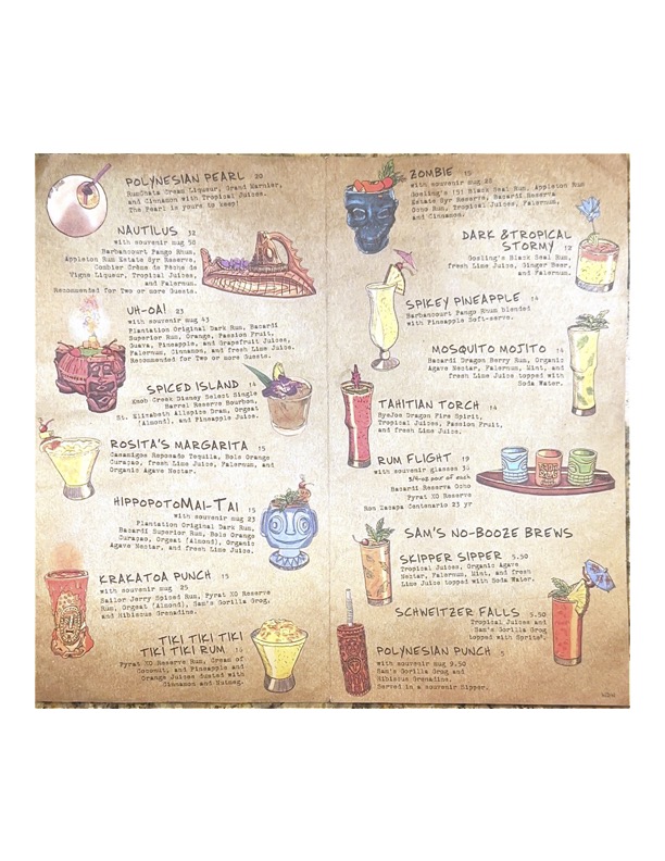 Trader Sam's Grog Grotto Menu - Disney Polynesian - Everything South ...