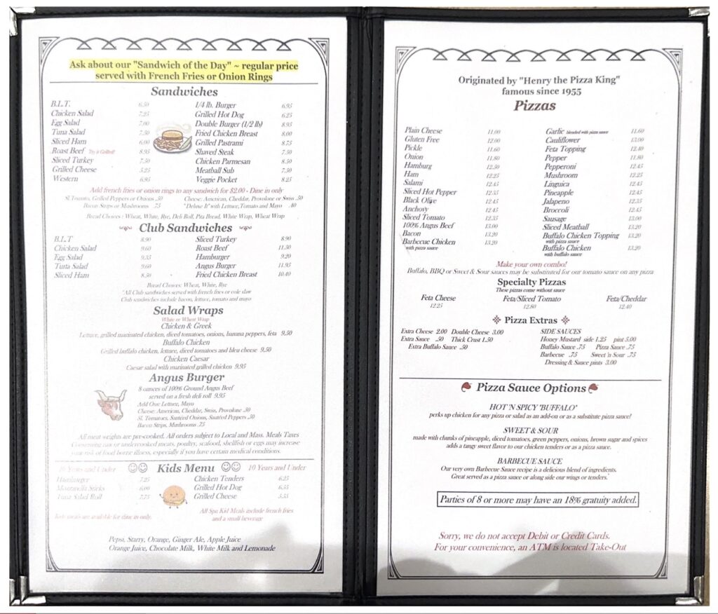 Town Spa Pizza Menu - Everything South Shore Bar Pizza